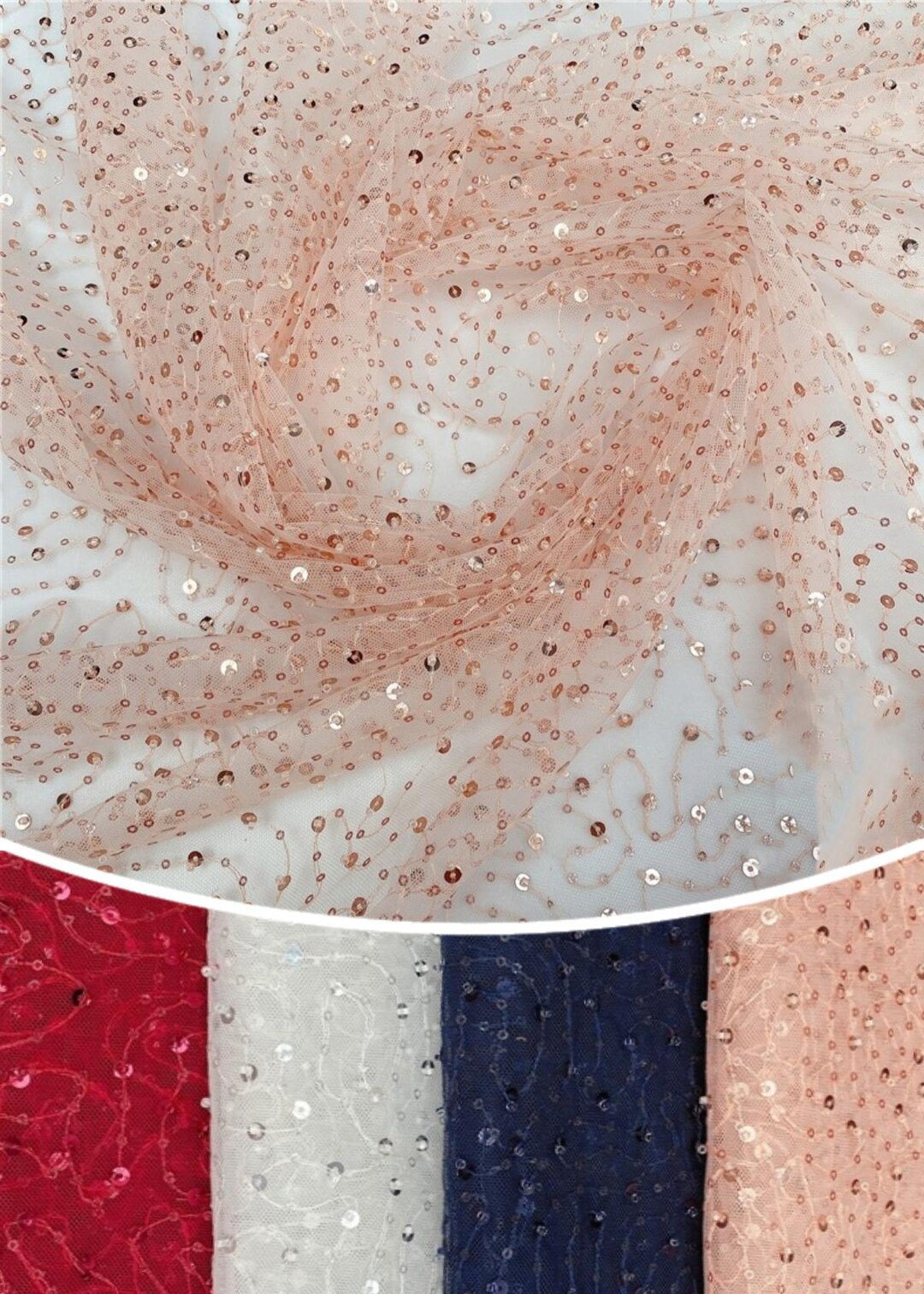 DZSABU - Beaded Sequin Bling Mesh Lace Fabric for Wedding Dresses ...