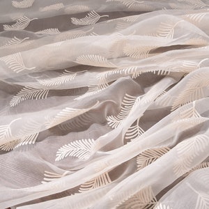 Transparent Embroidered Silk Organza Fabric, 55"/140cm, Fine Silk Stiff ...