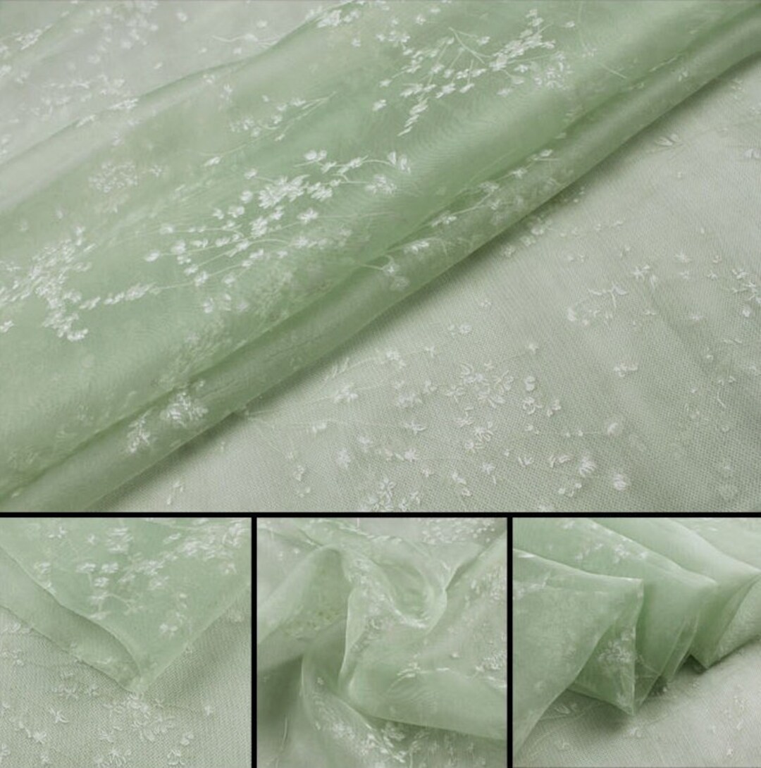 Floral Print Stiff Structured Grid Cloth Silk Organza Fabric - by the ...