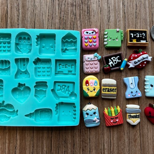 School Themed Silicone Mold 14 Cavity Teacher Mold Back to - Etsy