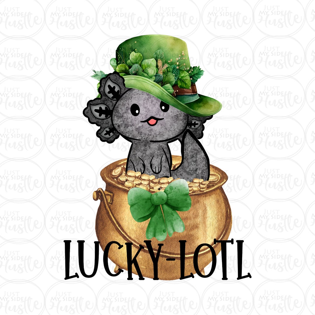 St Patricks Day Black Axolotl Sublimation Designs Png Mexican Walking ...