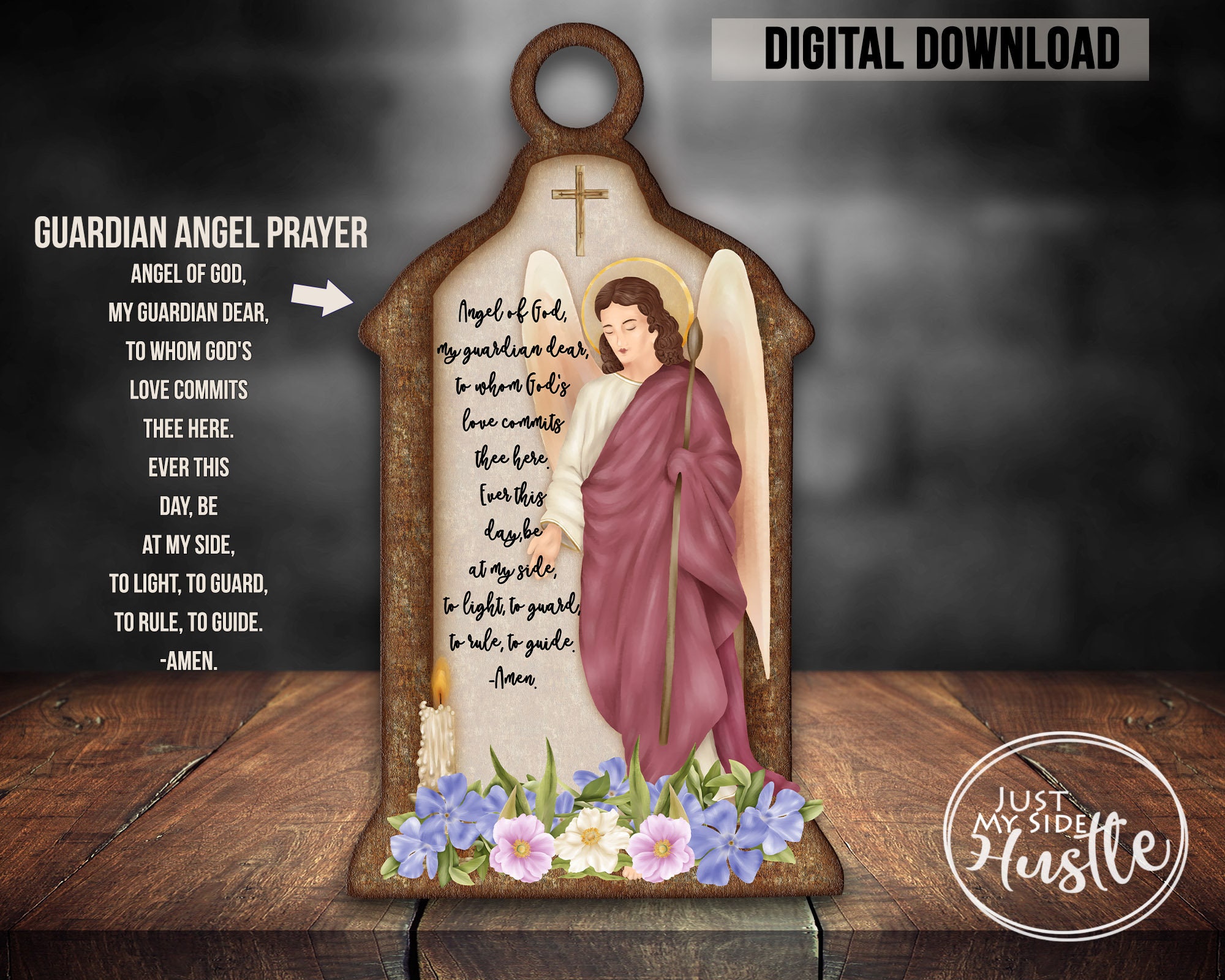 Angel of God Prayer Png Lantern Shape Sublimation Designs - Etsy