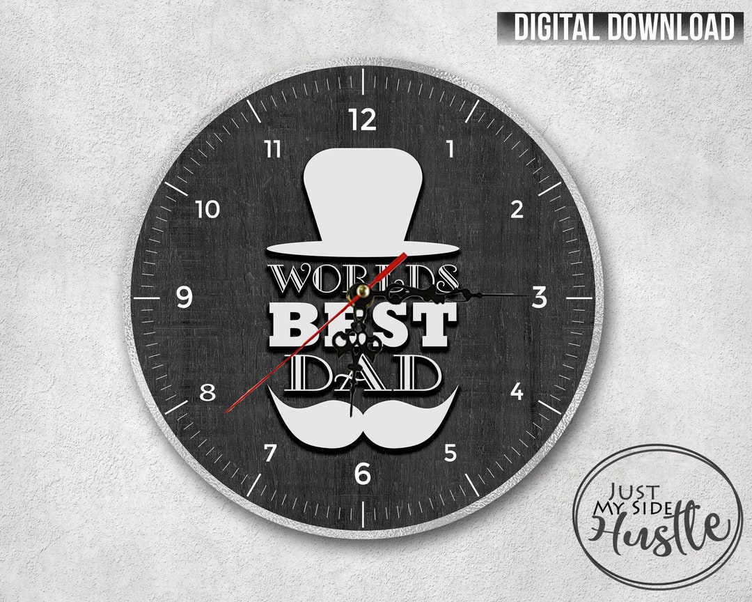 Worlds Best Dad Clock Sublimation Designs Png Template Instant Digital ...