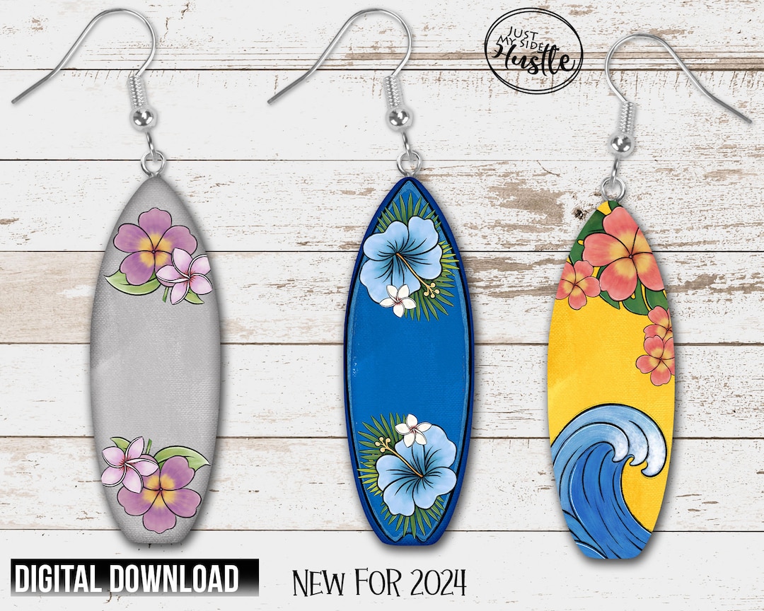 Surfboard Earring Blank Template- Beach Summer Sublimation Designs ...