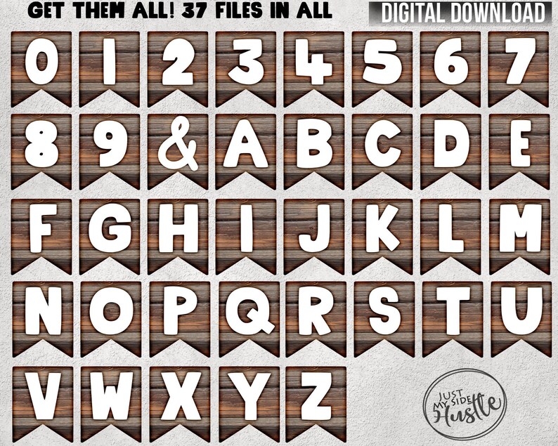 Alphabet and Number Set Pendant Banner Png Template Banner - Etsy