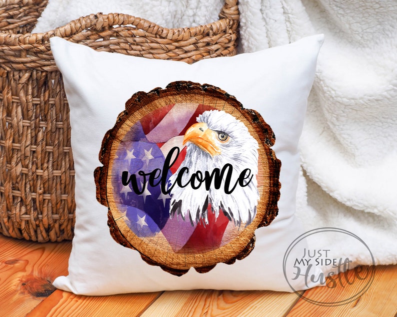 USA Wood Slice Welcome Sign Sublimation Designs Template USA | Etsy