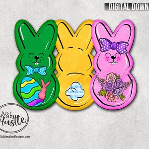 Easter Bunny Peep TRIO PNG for Sublimation Designs Colorful Bunny Clip ...