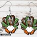 Hand Drawn Turkey Earring Template- Football Turkey Wreath Template ...