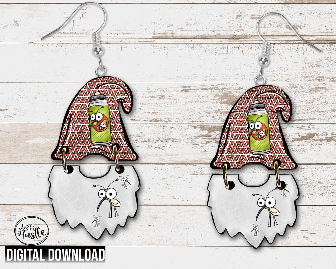 Bug Bite Gnome Hat and Beard Earring PNG Gnome With Mosquito ...
