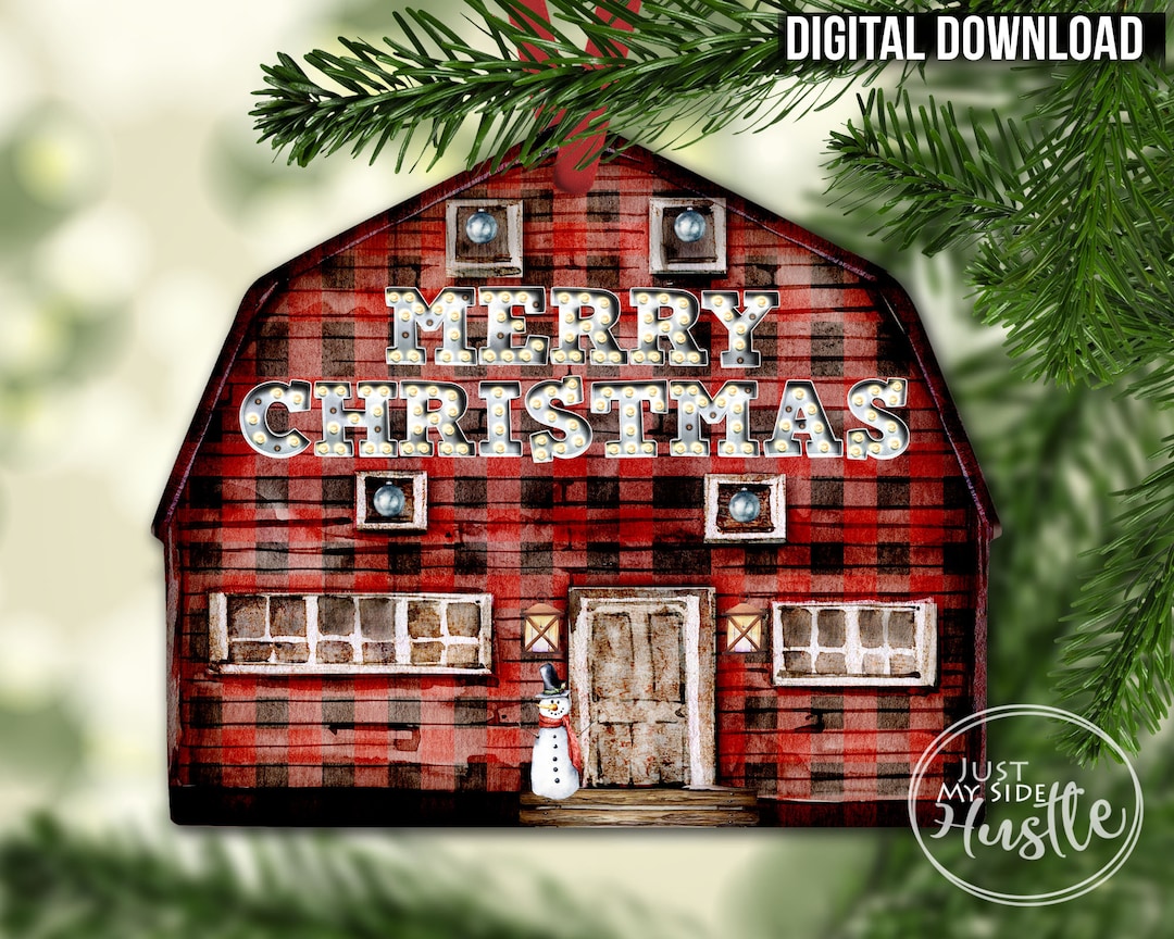 Buffalo Plaid Farmhouse Barn Sublimation Designs Template Holiday Barn ...