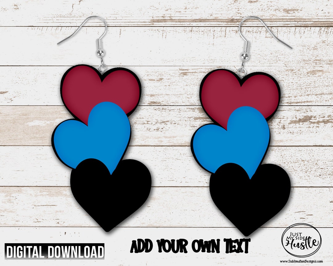 Drop Hearts Png Sublimation Designs Earring Digital Design Tired Heart ...
