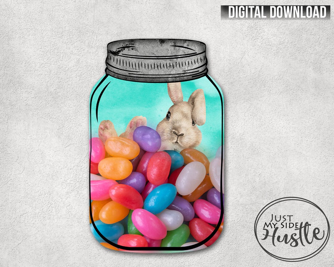 Easter Mason Jar Png- Jar of Jelly Beans Sublimation Designs Download ...