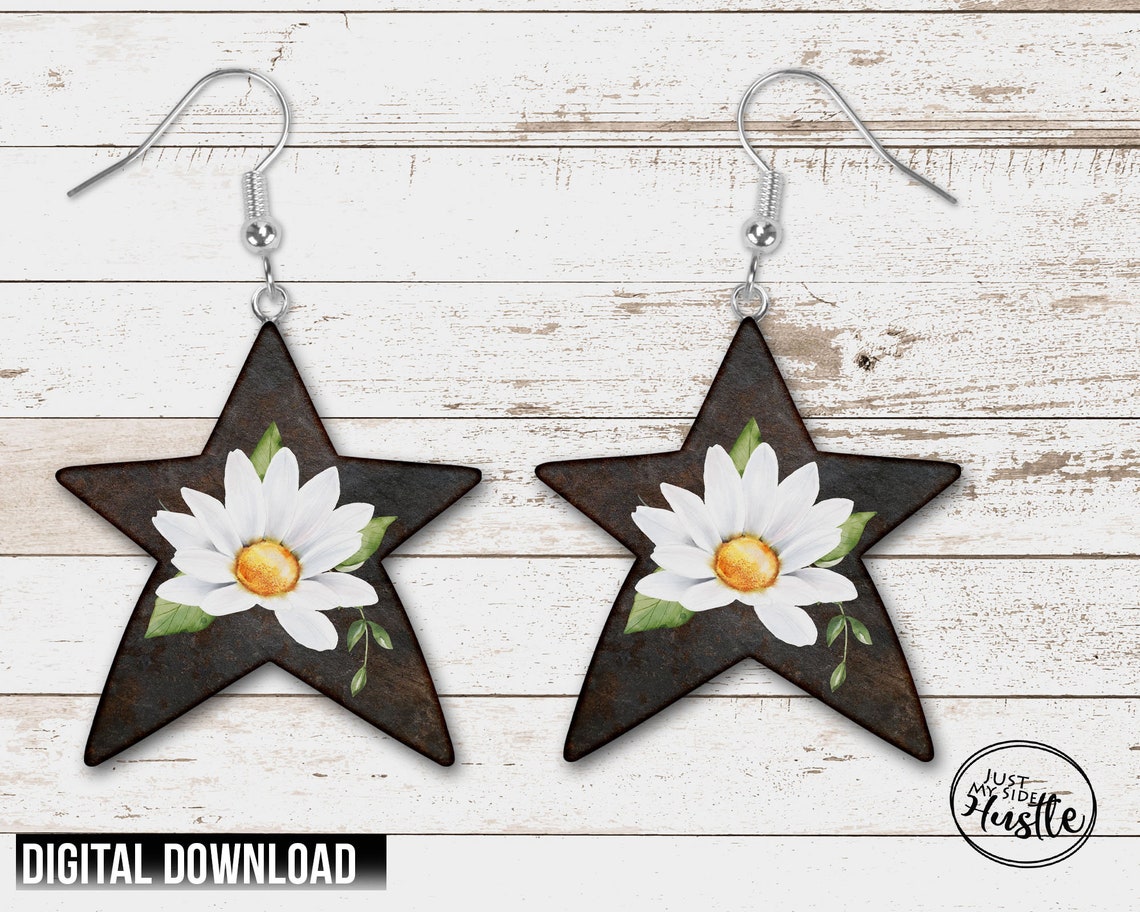Rustic Daisy Star Png Farmhouse Star Sublimation Designs | Etsy