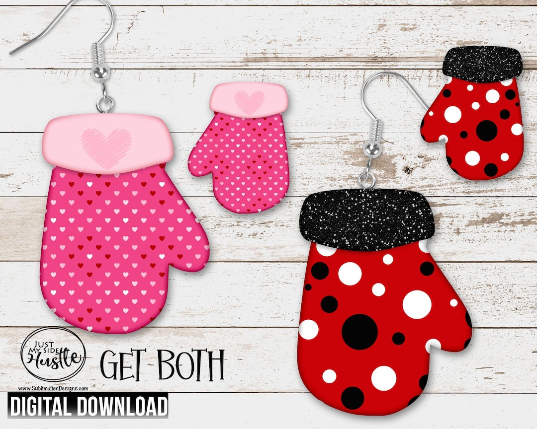 Heart Png Polka Dot Mittens Sublimation Designs Png sublimation Graphic ...