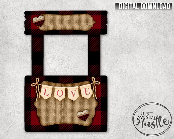 Plaid and Burlap Love Kissing Booth Png Love Booth | Etsy