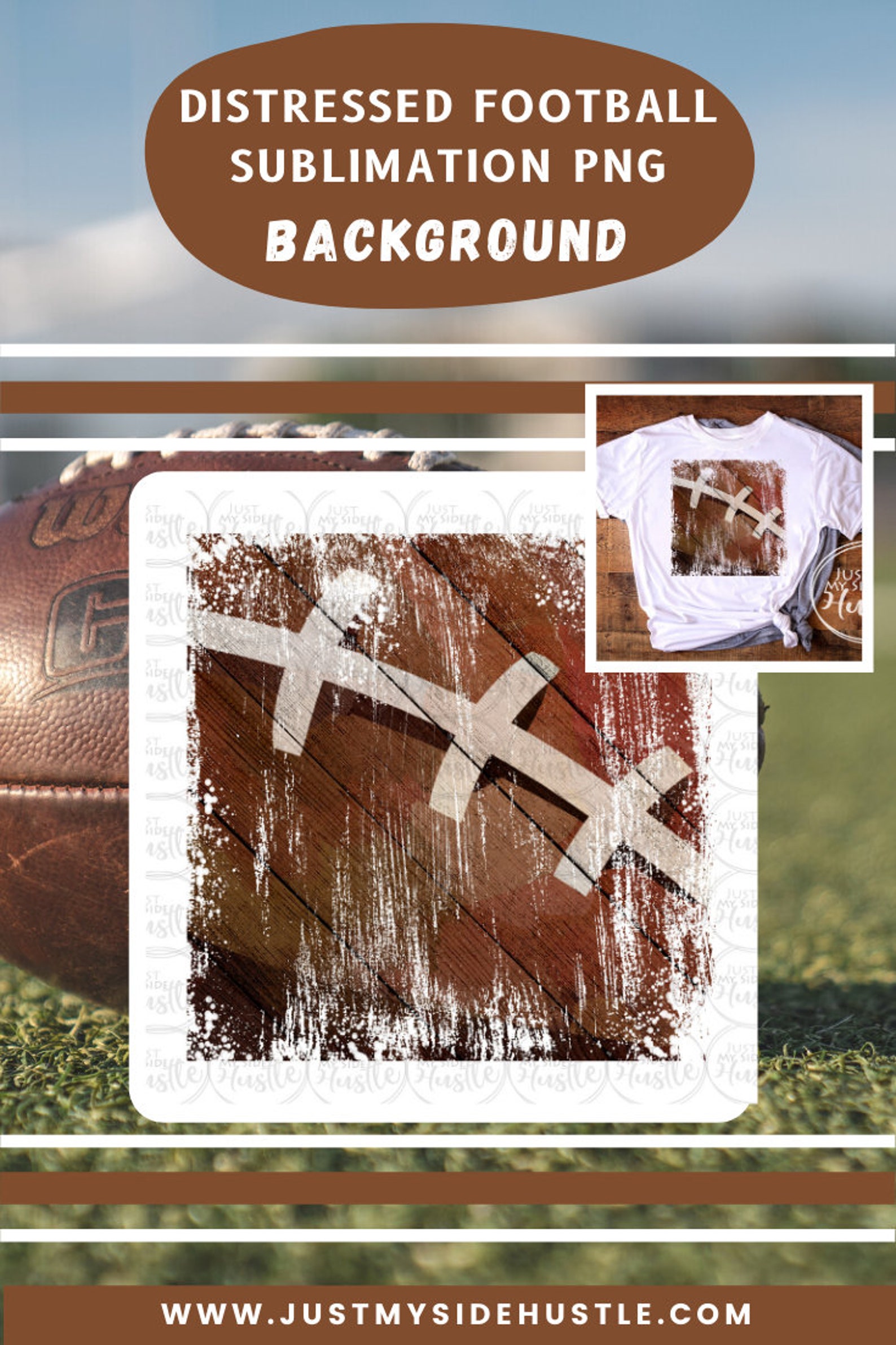 Football Png Distressed Football Sublimation Designs - Etsy