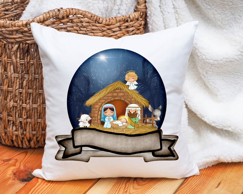 Nativity With Oval Ribbon Banner Sublimation Designs Png Oval - Etsy