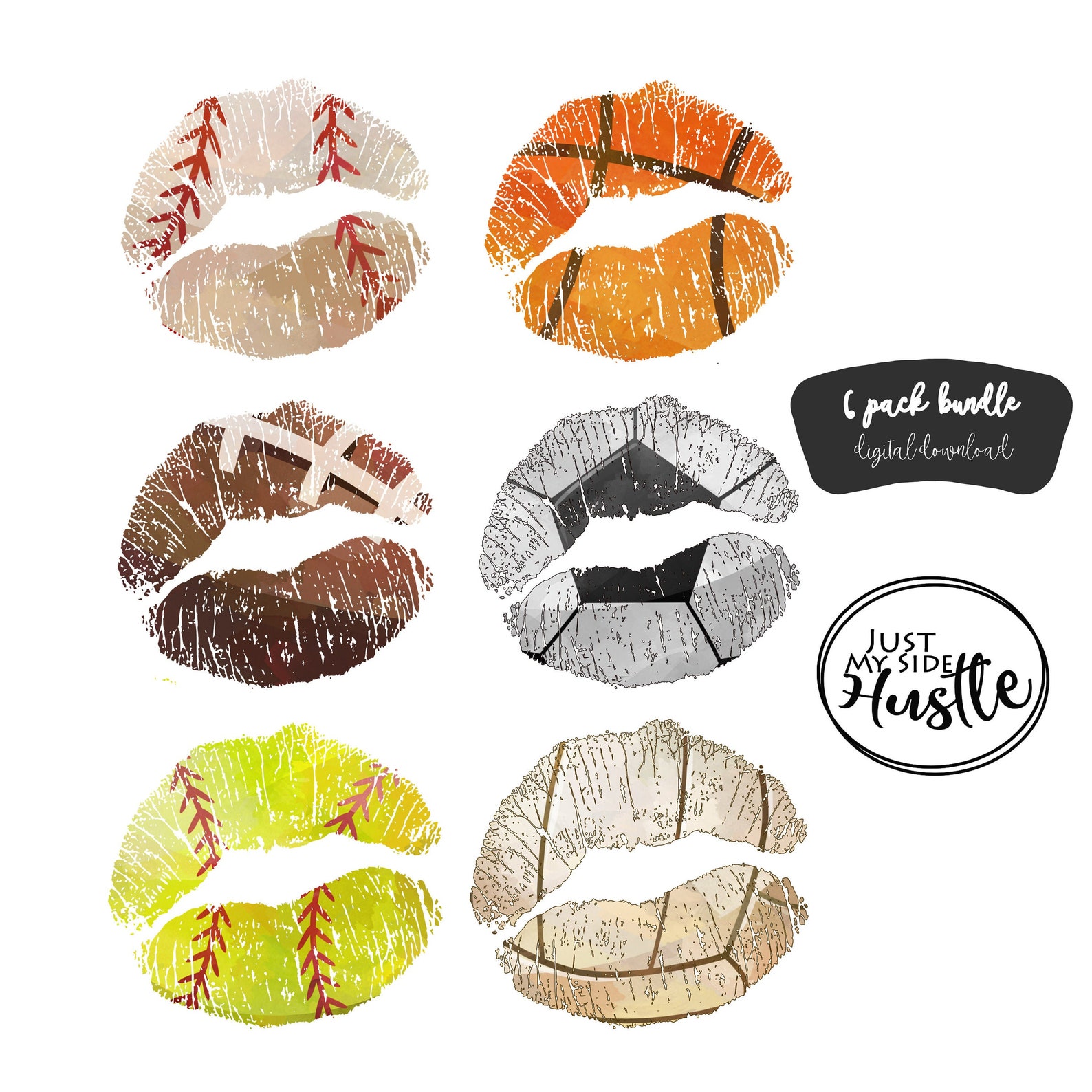 Sports Lips Sublimation Designs Bundle Softball Kiss Png - Etsy