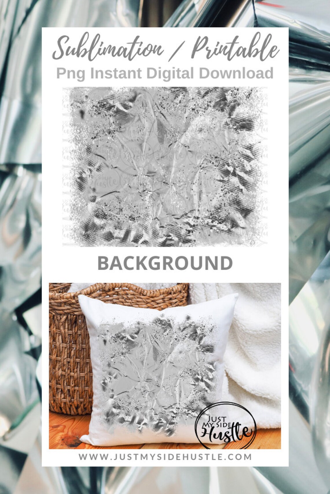 Silver Metallic Png Sublimation Background distressed Metal | Etsy