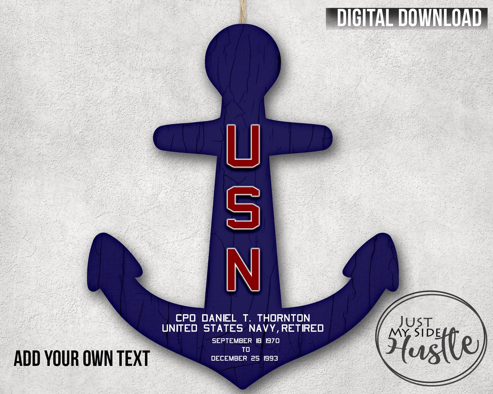 USN Anchor Png Doorhanger Template Navy Anchor Sublimation | Etsy