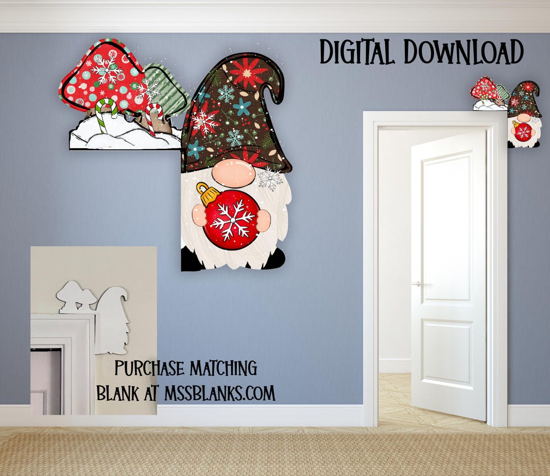 Christmas Cheeky Gnome Butt and Mushroom Over the Door Welcome ...