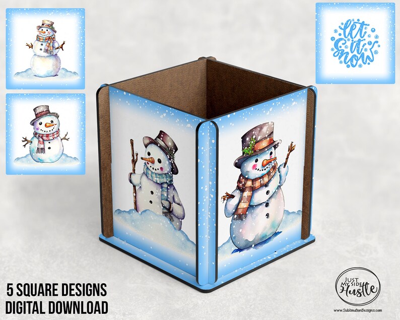 Snowman Centerpiece Box Png Template Winter Let It Snow Box - Etsy