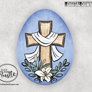 Easter Egg With Cross Png - Egg Shape Sublimation Designs Wall Hanger ...