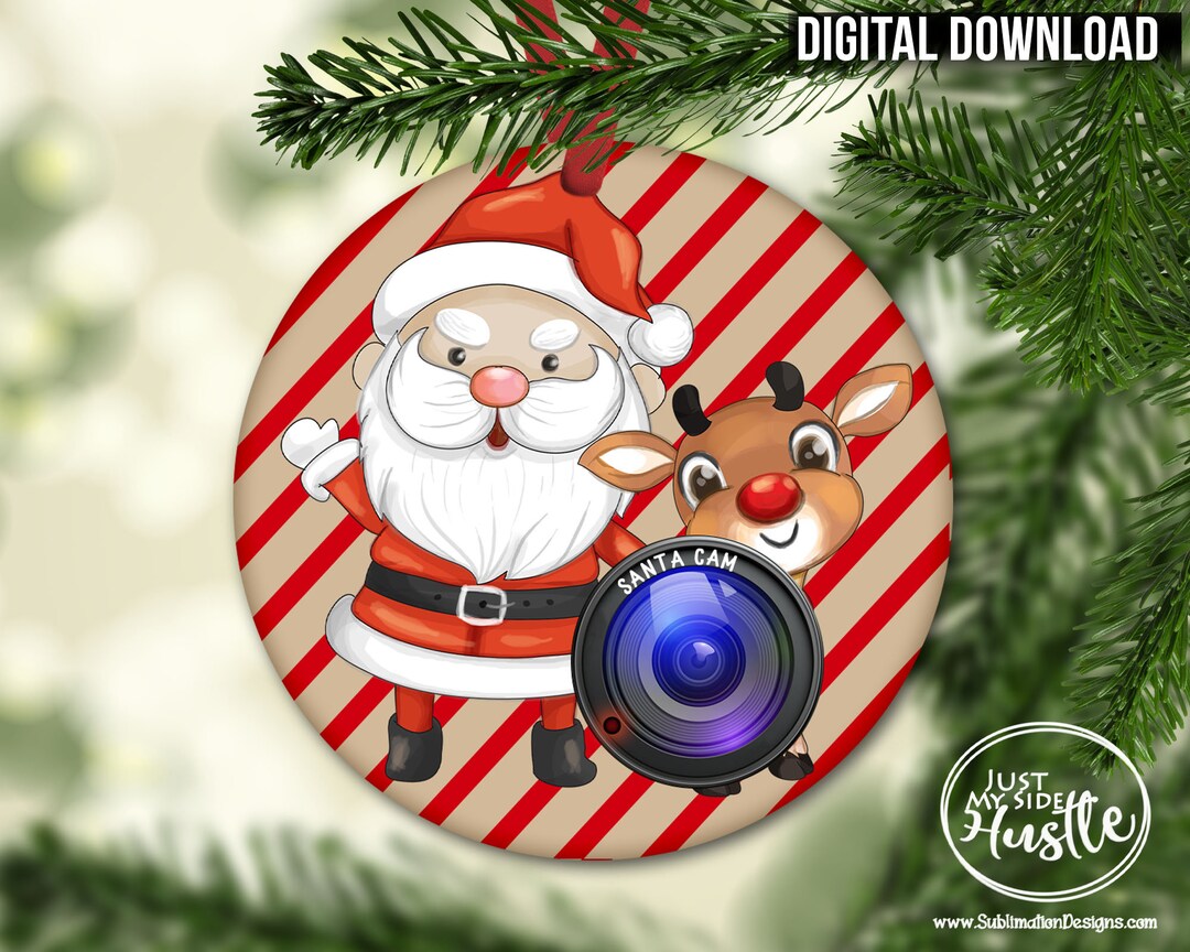 Santa Cam Ornament Sublimation Designs Template Santa is - Etsy