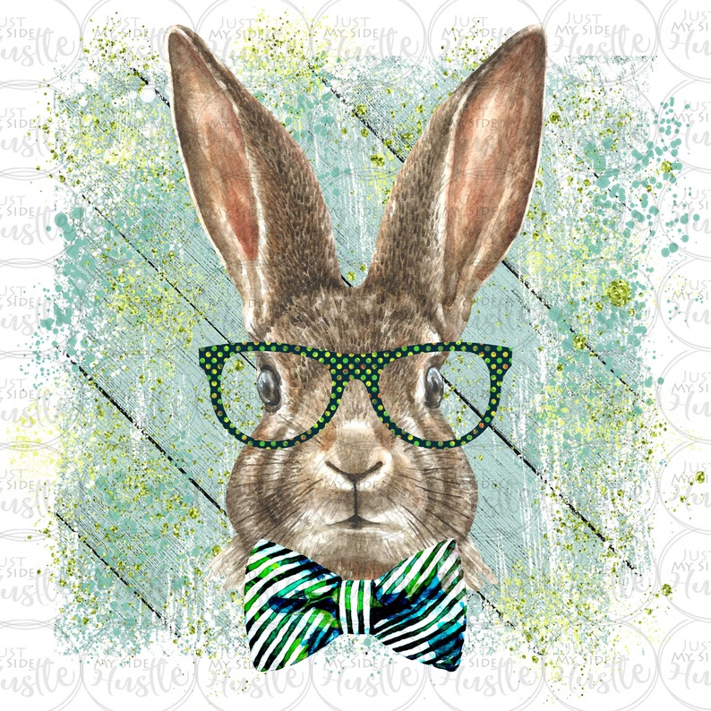 Bunny With Bow Tie and Glasses Png Dapper Bunny Sublimation - Etsy