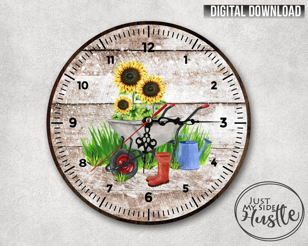 Summer Garden Clock Sublimation Designs Png Template Instant Digital ...