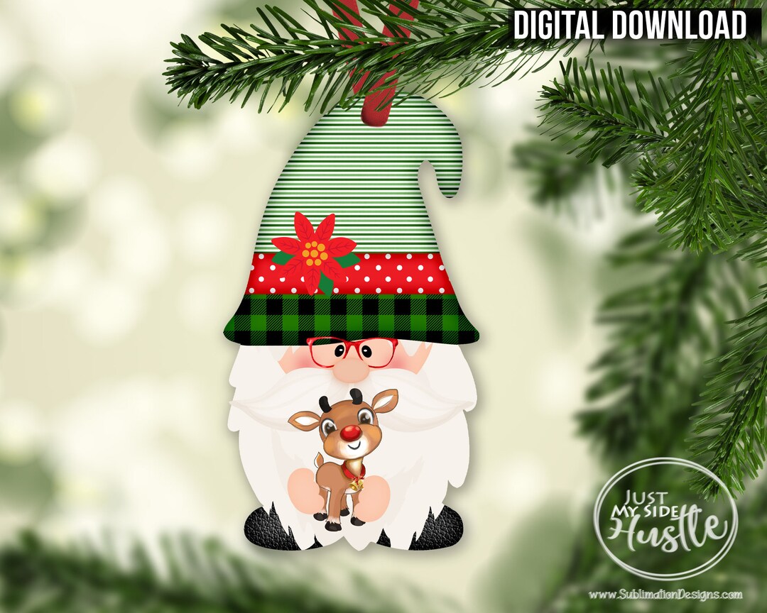 Christmas New Gnome With Red Nosed Deer Png Holiday Gnome Template ...