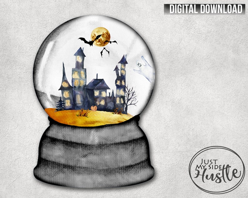 Halloween Snowglobe Sublimation Designs Png Haunted House No - Etsy