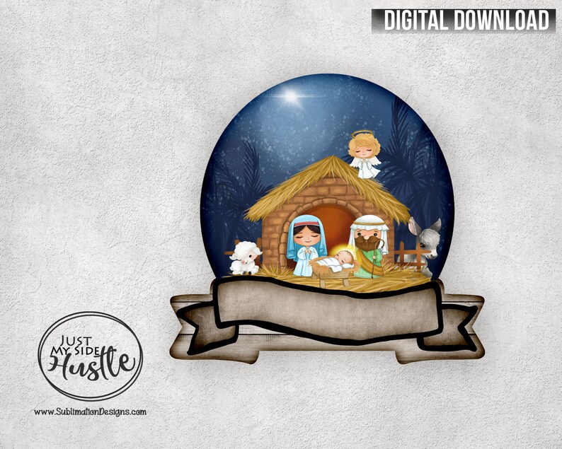 Nativity With Oval Ribbon Banner Sublimation Designs Png Oval - Etsy