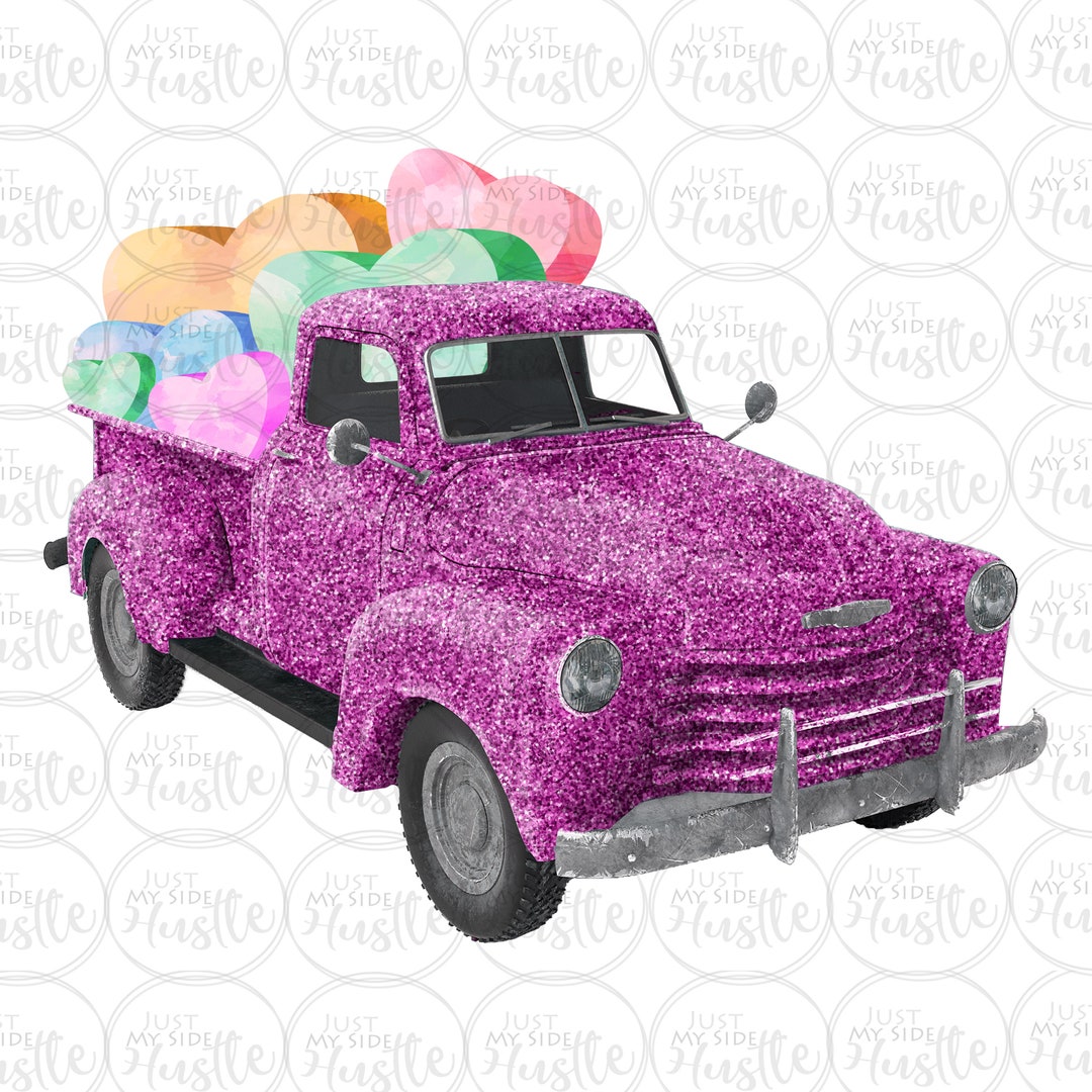 Valentine Truck Clipart - Pink Truck Png - Vintage Valentines Day ...