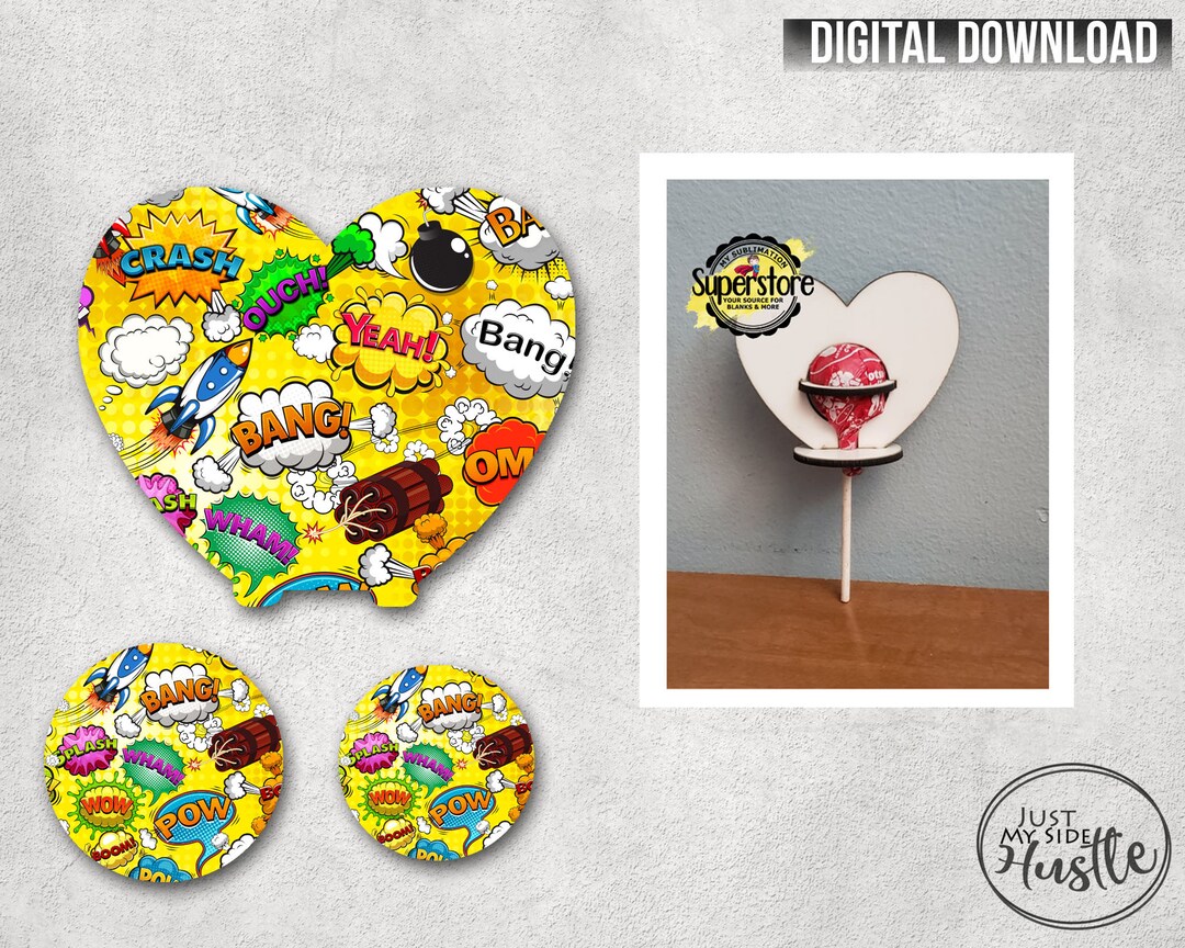 Valentines Pow Boom Bang Pop Template Png -valentines Day Lollipop ...