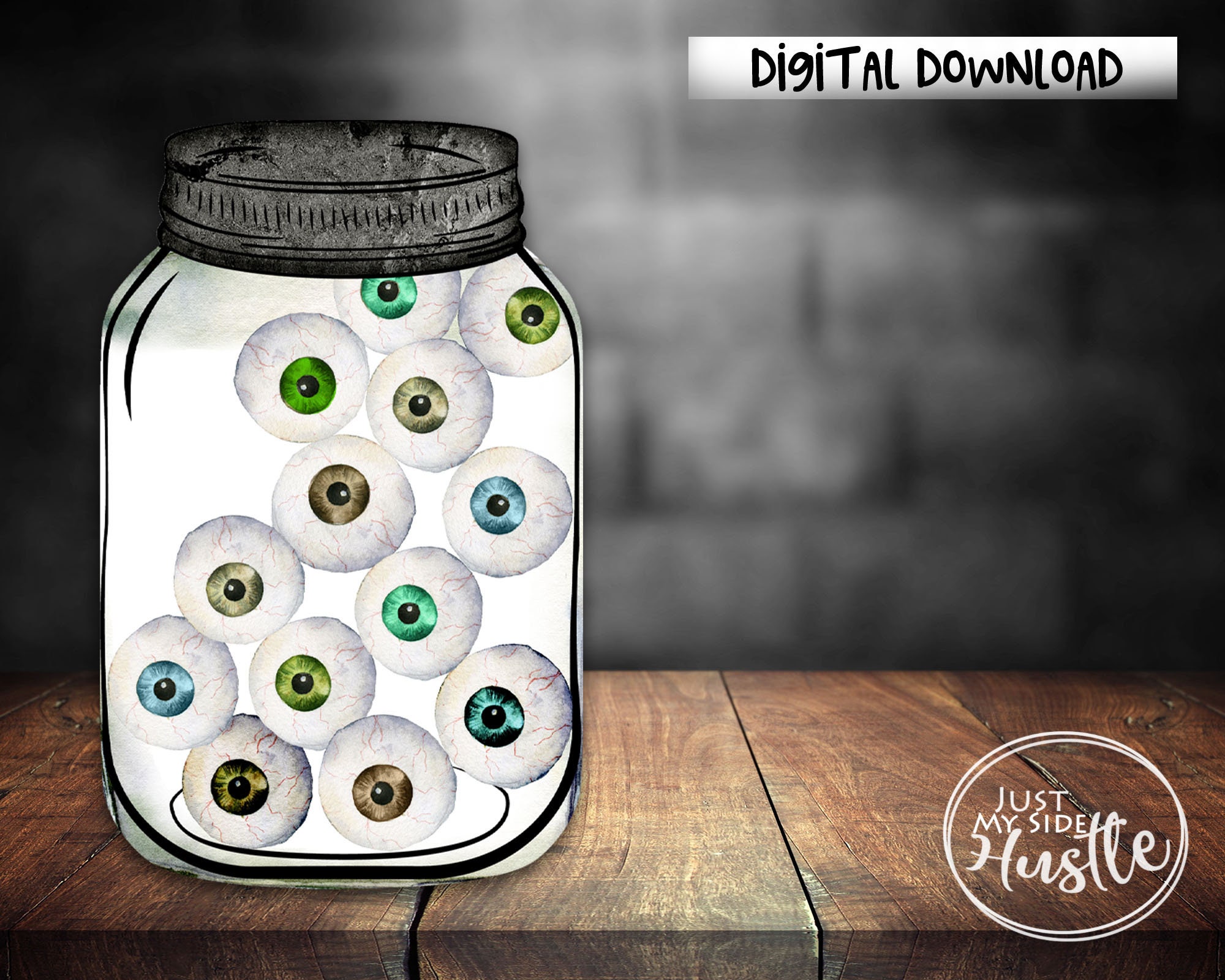 Mason Jar full of Eyeballs Png Halloween Mason Jar | Etsy