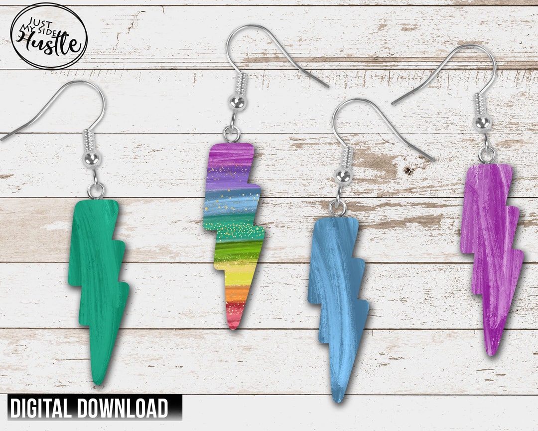 Rainbow Lightening Bolt Png - Colorful Bolt Bundle Sublimation Designs ...