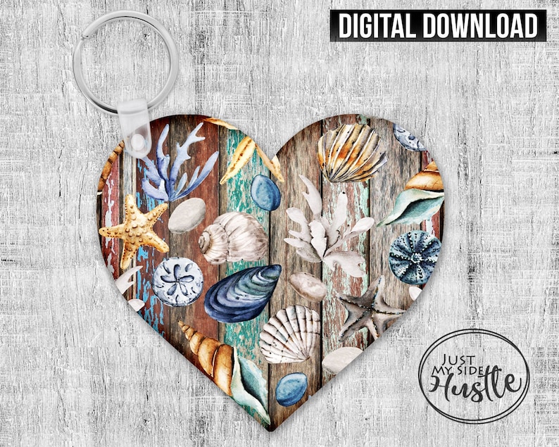 Driftwood and Shells Heart Png Hearts Sublimation Designs - Etsy