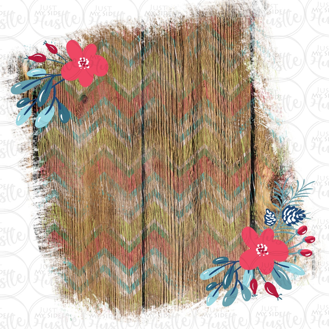 Rustic Shabby Holiday Chevron Floral Splatter Distressed Sublimation ...