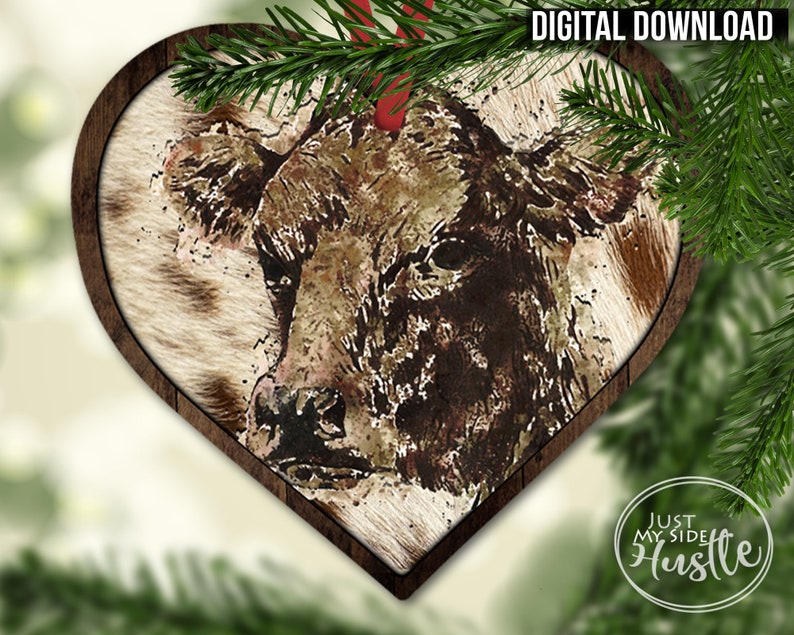 Cow Lover Png Cowhide Heart Blank Template Sublimation - Etsy