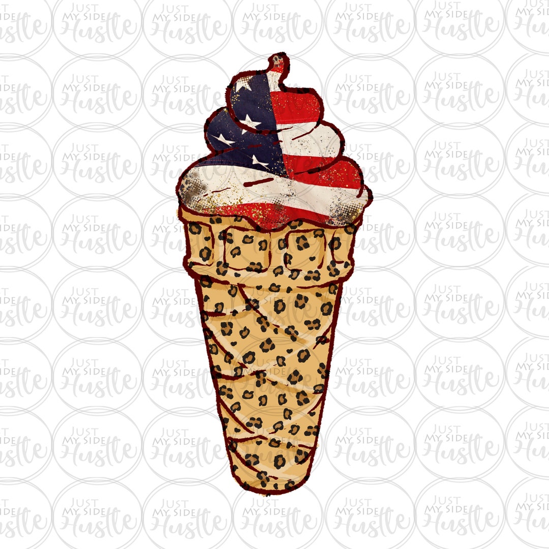 Patriotic Ice Cream Png-red White & Blue Sublimation - Etsy