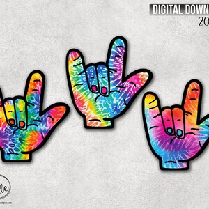 ASL I Love You Hand Png Sublimation Designs Tie Dye ASL Sign Language ...