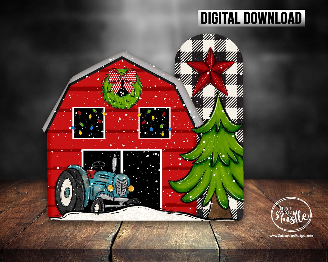 Christmas Barn With Silo Sublimation Designs Template- Holiday Barn ...