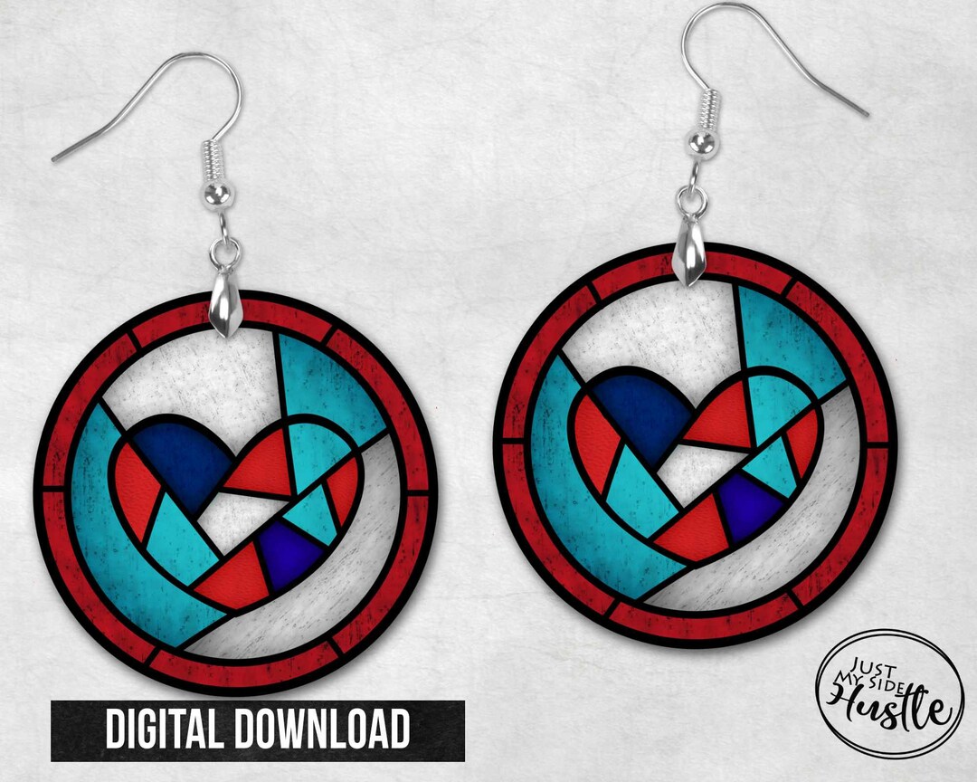 Stained Glass Heart Png - Heart Round Sublimation Designs - Valentines ...