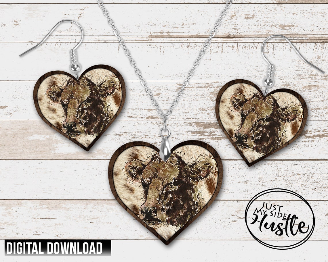 Cow Lover Png Cowhide Heart Blank Template Sublimation - Etsy