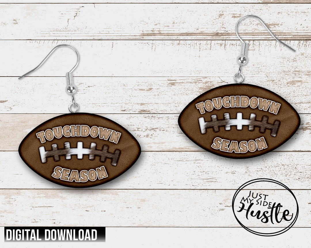 Distressed Football Png Earring Template Touchdown Season Sublimation ...