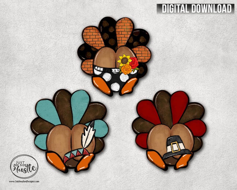 Hand Drawn Turkey Butt Sublimation Designs PNG- Cute Turkey Sublimation ...