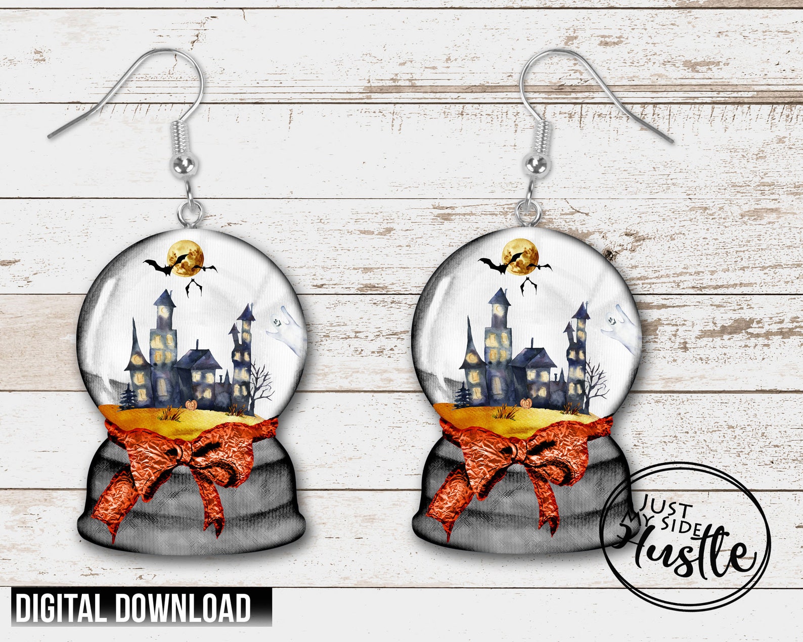 Halloween Snowglobe Sublimation Designs Png Haunted House | Etsy