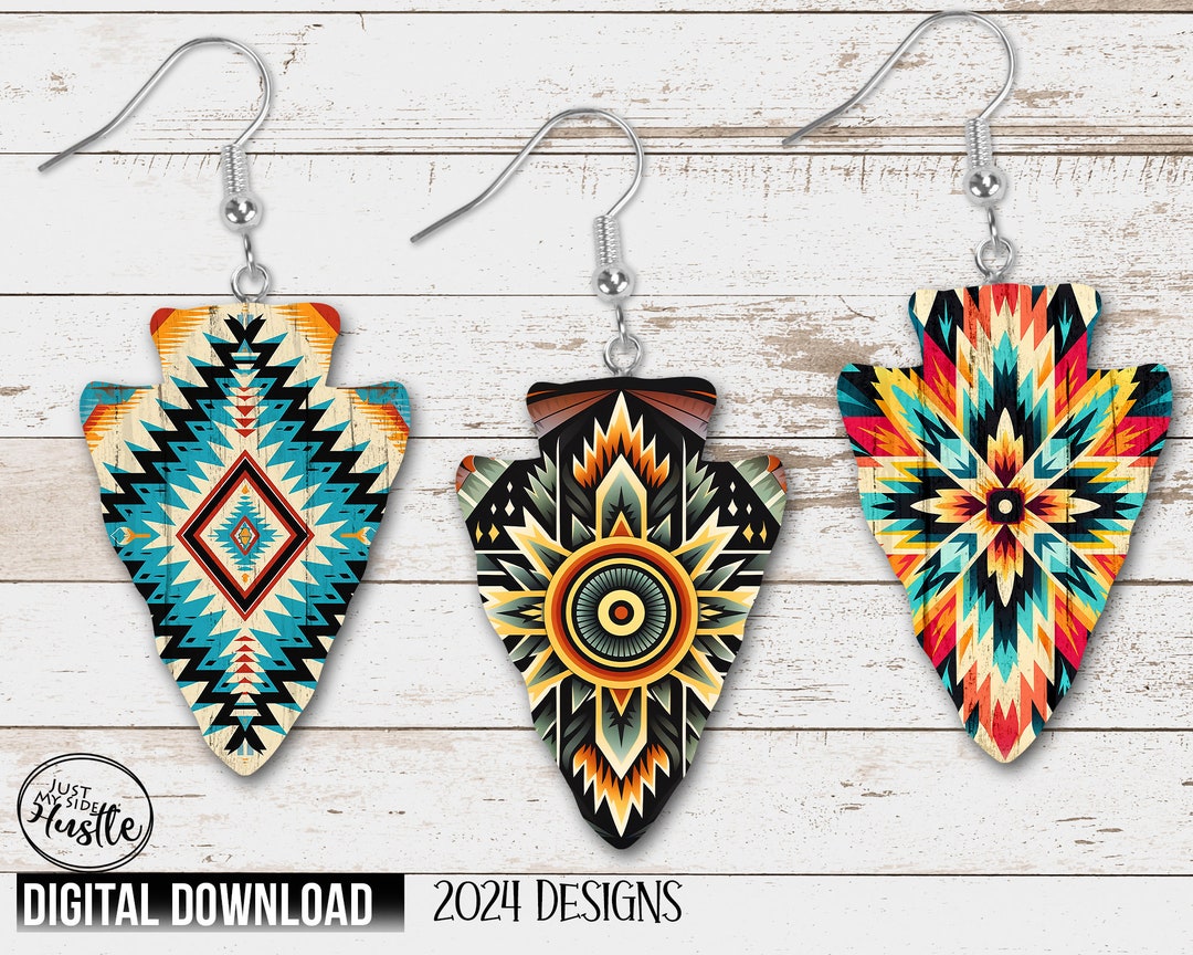 Western Arrowhead Earring Png- Arrowhead Aztec Sublimation Designs ...