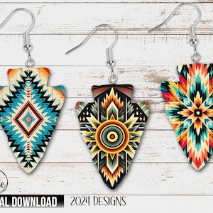 Western Arrowhead Earring Png- Arrowhead Aztec Sublimation Designs ...